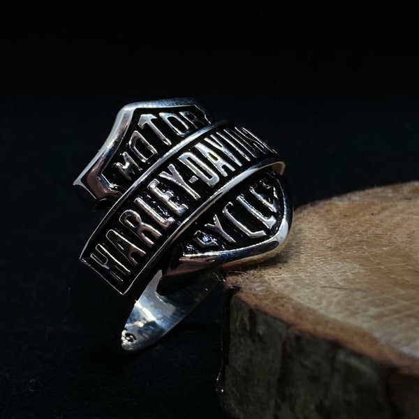 Sterling Harley Davidson Ring - Etsy