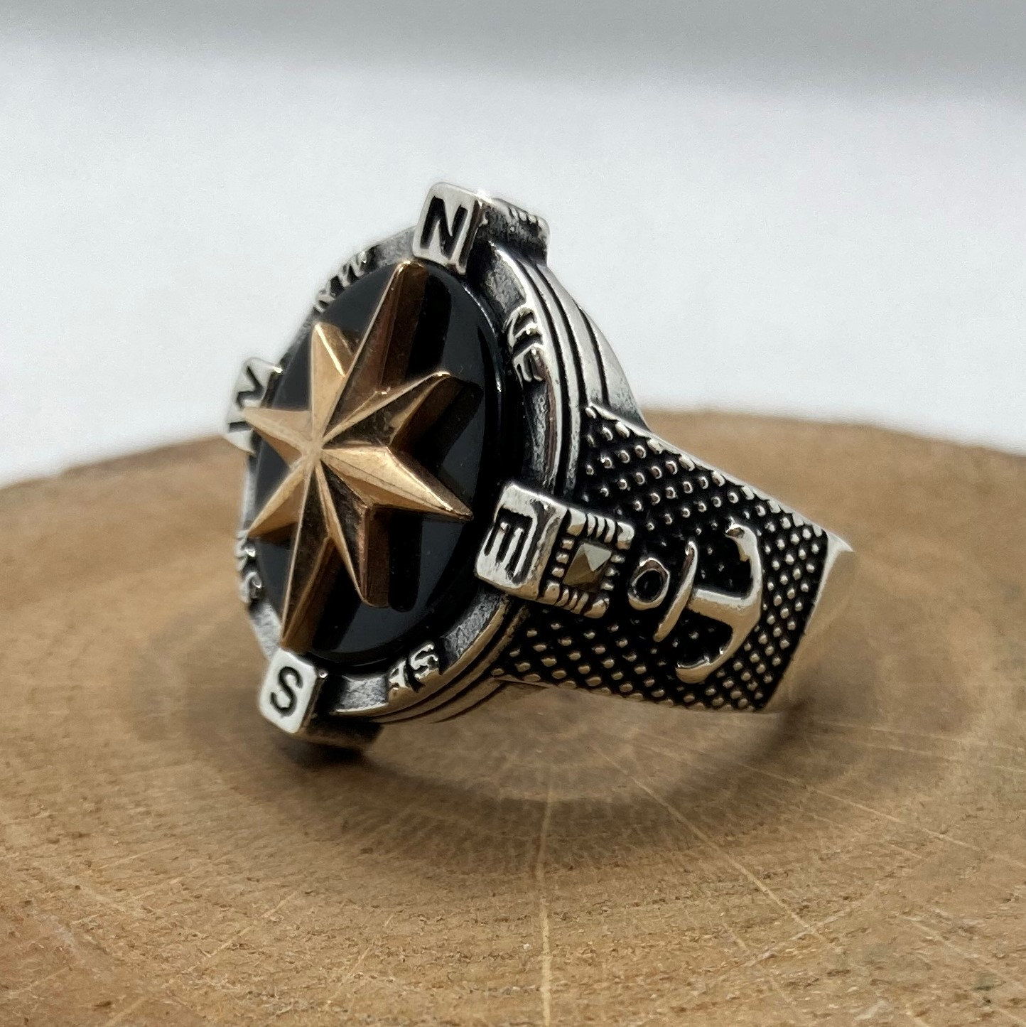 Compass Ring 925 Sterling Silver Men's Ring With Anchor | Etsy