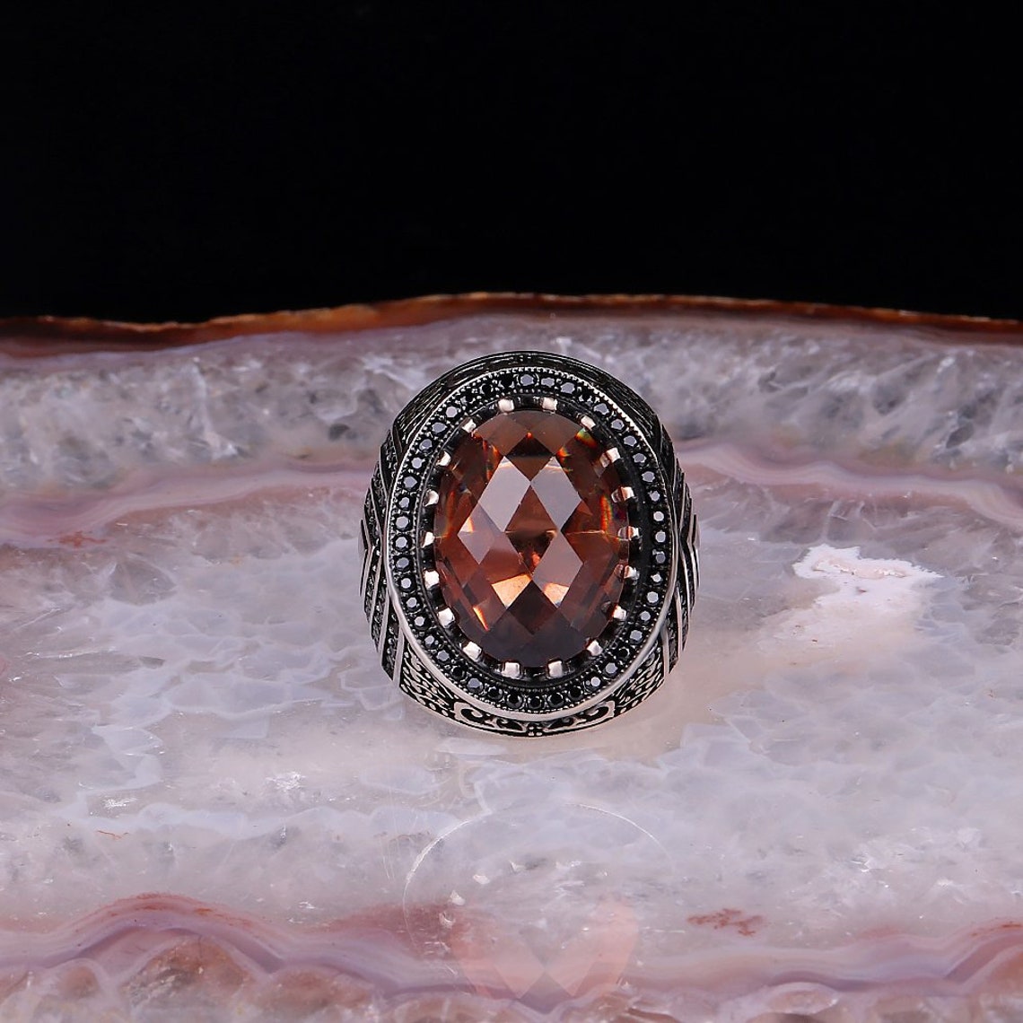 Men Ring 925 Sterling Silver Round Zultanite Stone with Mini | Etsy