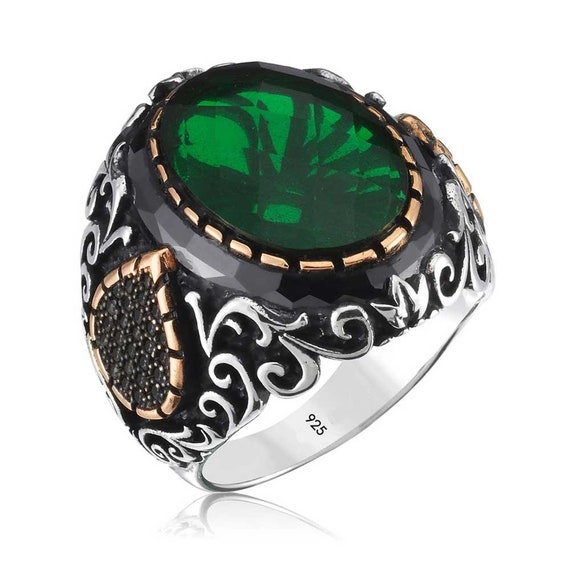 Grüne Zirkonia Silber Ring feine Schmuck Mode Ringe für Männer | Etsy