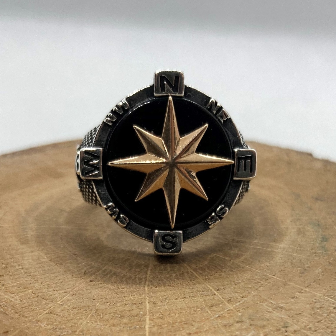 Compass Ring 925 Sterling Silver Men's Ring with Anchor | Etsy