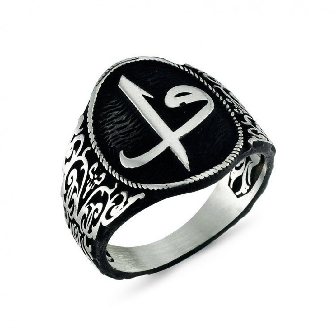 925 Sterling Silver Men's Ring Arabic Letters Islamic Aphorisms Hazrat ...