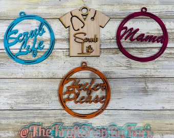 Mama Wooden Car Charm Cut Outs, Gigi Cut Out Car Charms, Wooden Mimi ...