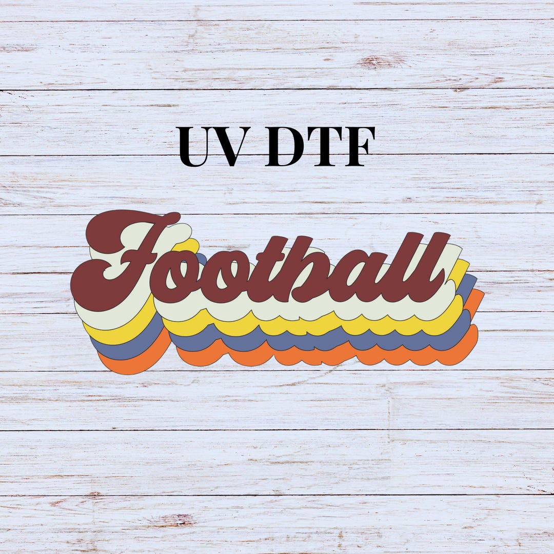 UV DTF Sticker Print Retro Football Decal, Tumbler Decal, Permanent ...