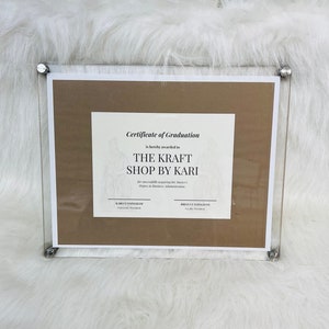 Floating Frame for Certificates. Acrylic Diploma Holder. Graduation ...