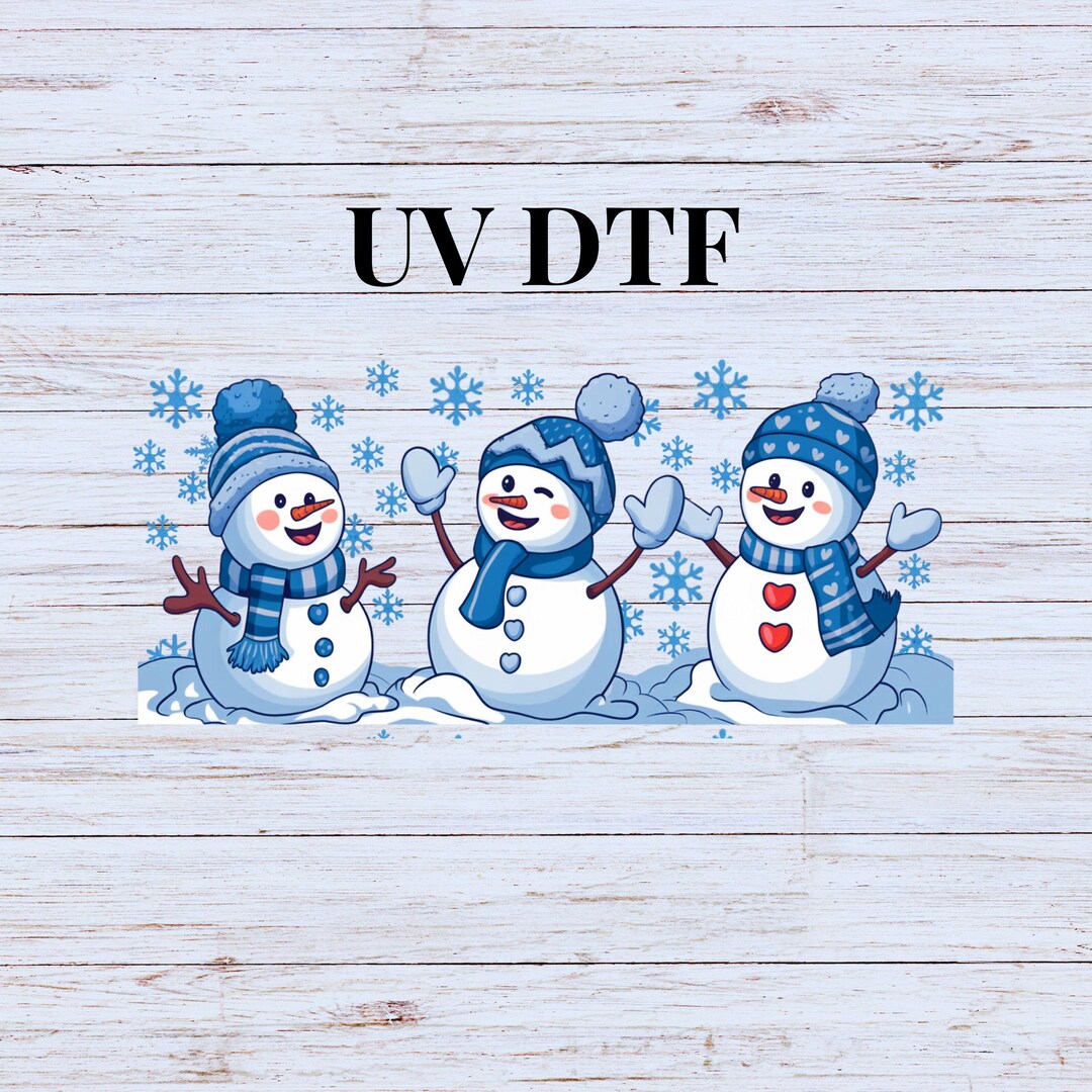 UV DTF Sticker Print. Snowman Wonderland Christmas Wrap, Tumbler Decal ...