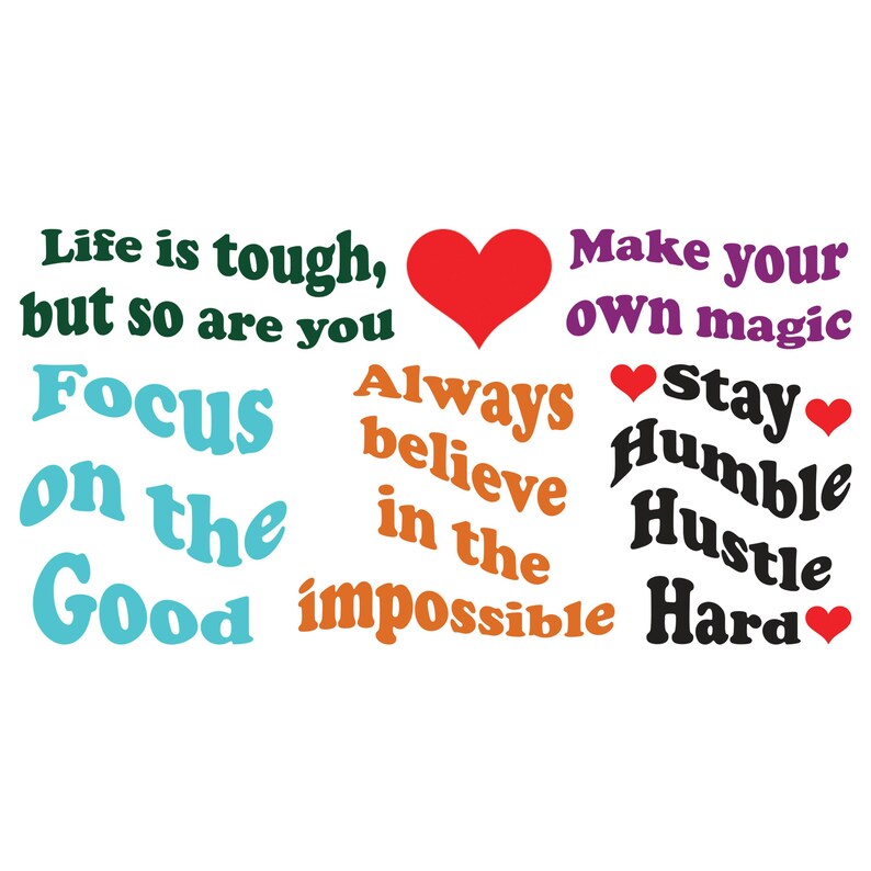UV DTF Sticker Prints. Motivational Bundle of Decals, Life is Tough ...