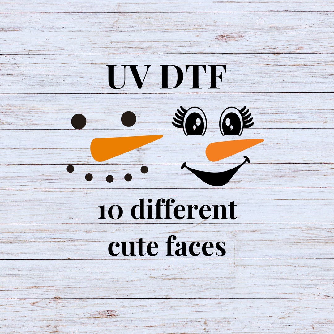 UV DTF Sticker Print. 10 Different Snowman Faces Christmas Ornament ...