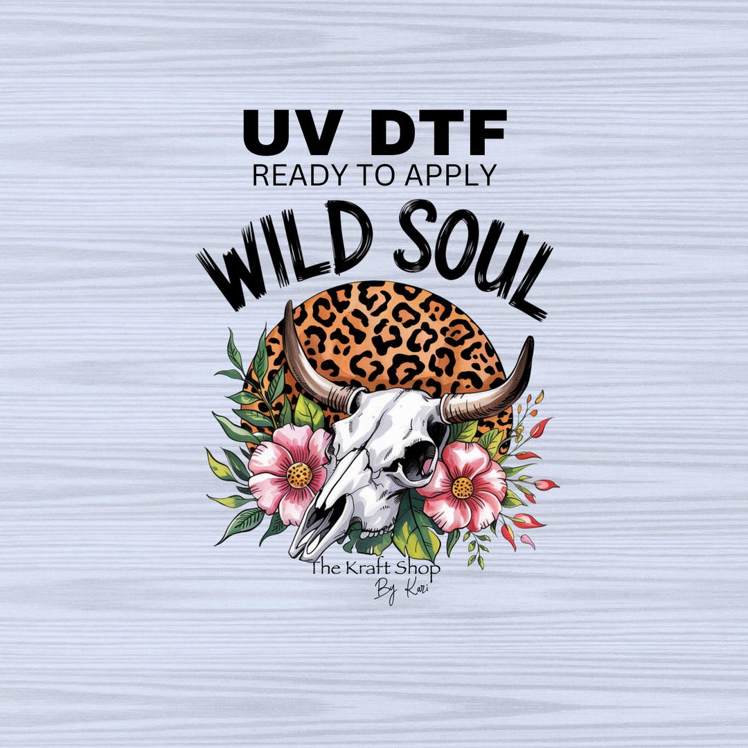 UV DTF Sticker Print. Wild Soul Skull Flowers and Cheetah Leopard Print ...
