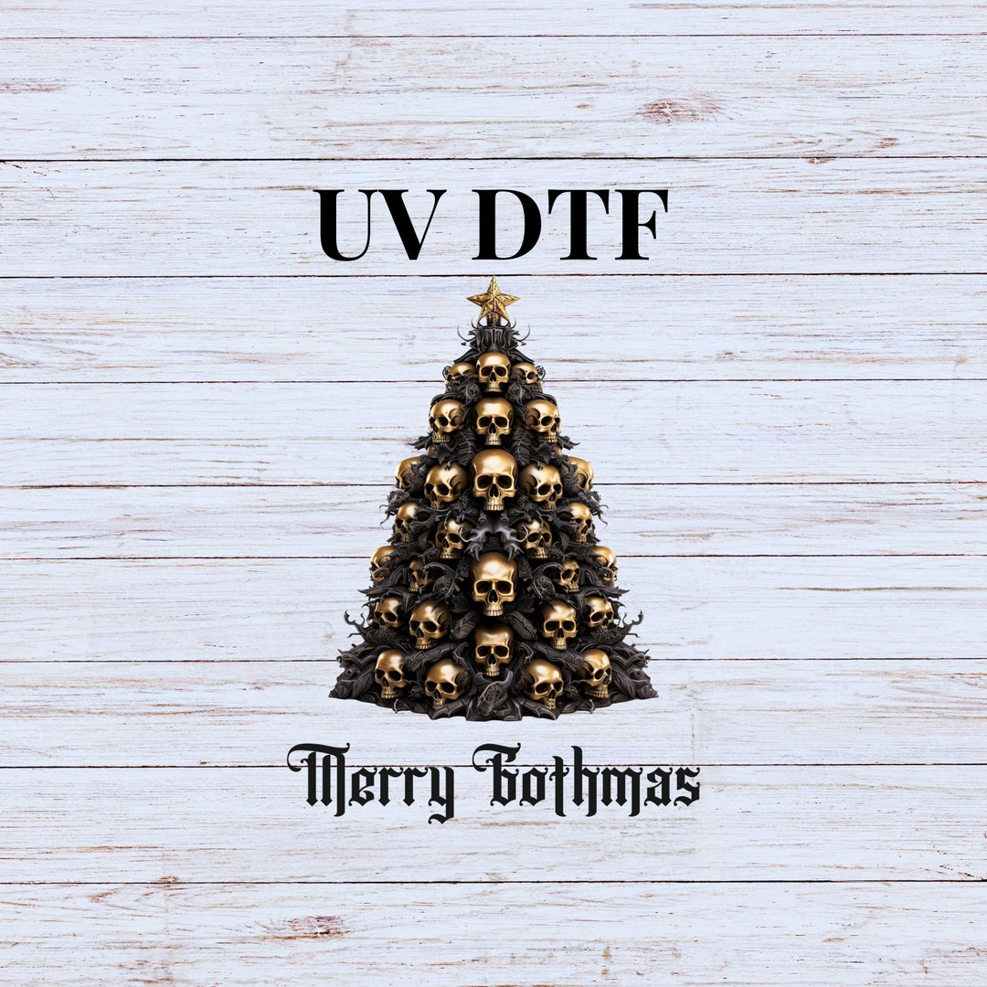 UV DTF Sticker Print Merry Gothmas Skull Christmas Tree Goth Decal ...