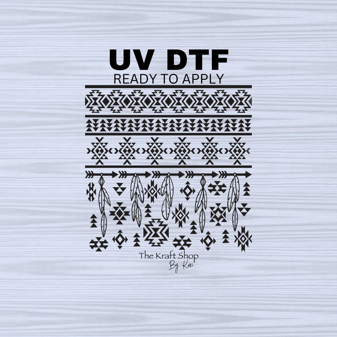 UV DTF Sticker Print. Aztek Elements All Black Decals, Tumbler Decal ...