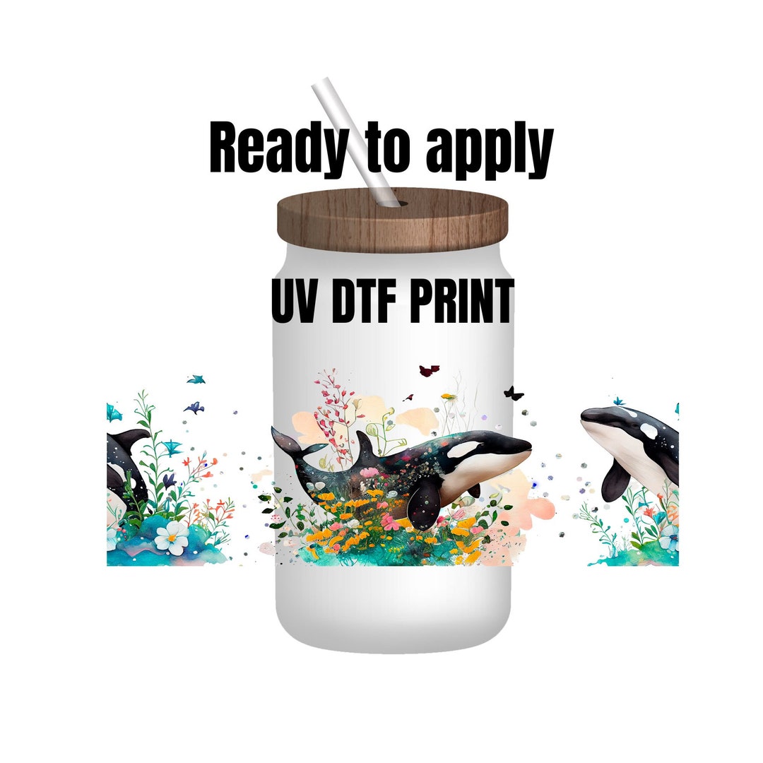 UV DTF Sticker Print. Whale Scene Wrap Decal, Tumbler Decal. UV Wrap for Glass Can Tumbler ...