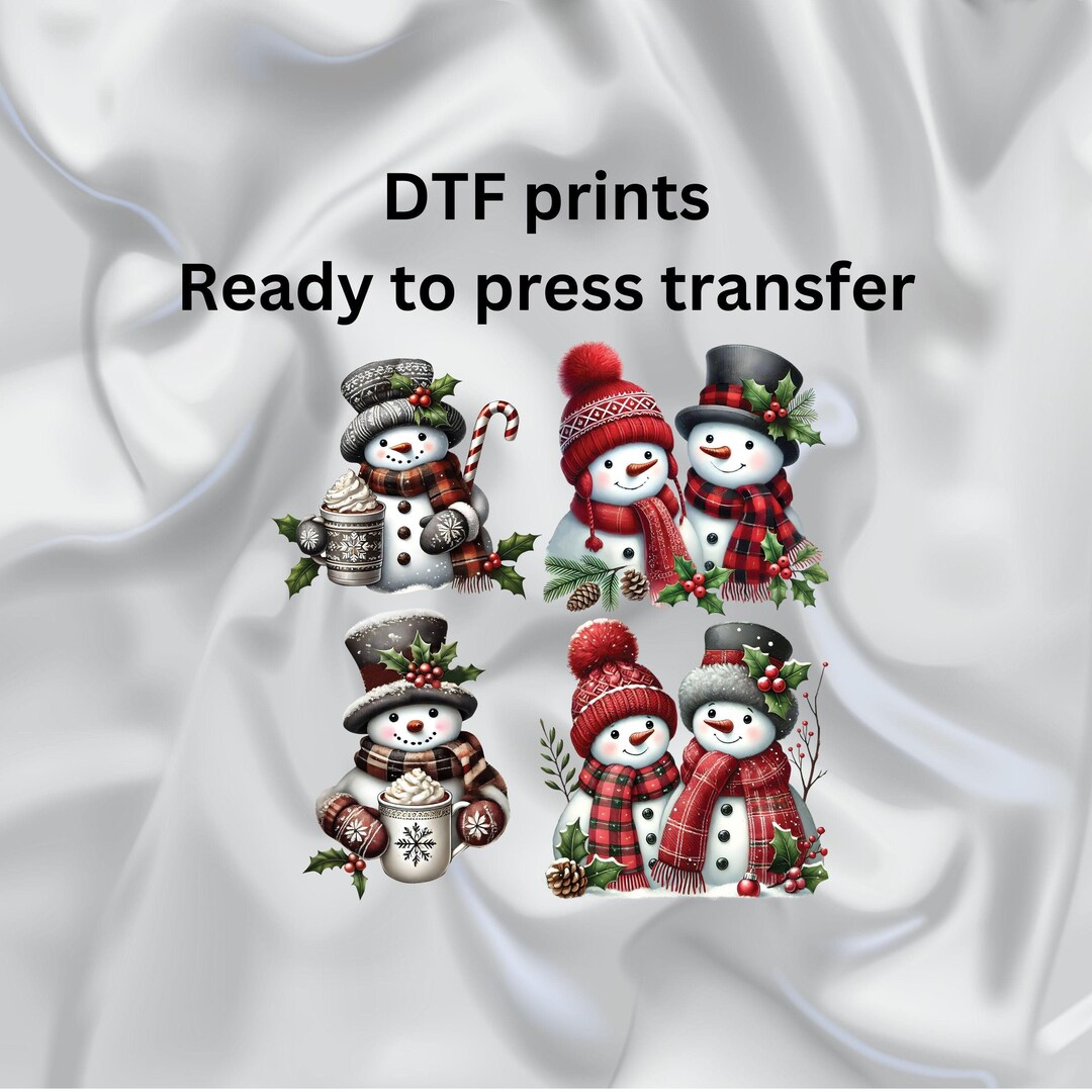 DTF Ready to Press Transfer. Snowman Element Sheet Transfers. Direct to ...