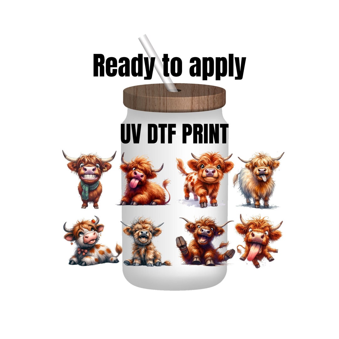 UV DTF Sticker Prints. Funny Cows and Adorable Cow. Shot Glass Decal ...