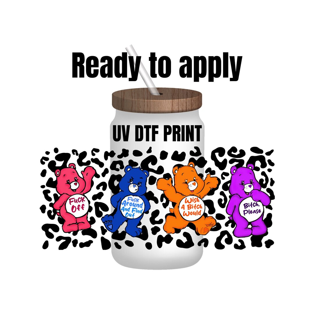 UV DTF Sticker Print. Ready to Apply! Cheetah Swear Bears Wrap Decal ...