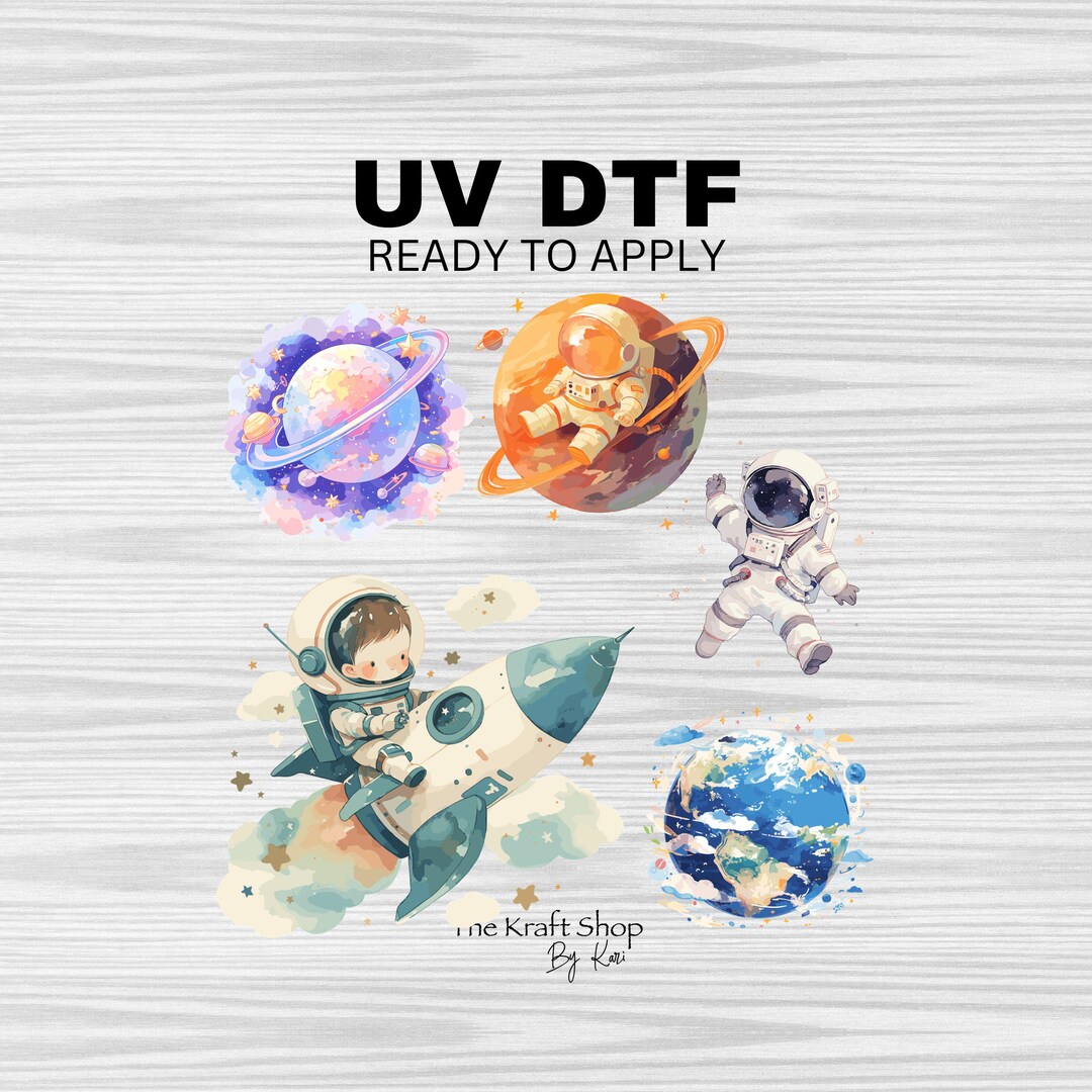 UV DTF Sticker Print. Space Element Bundle of Decals Astronaut Planets ...