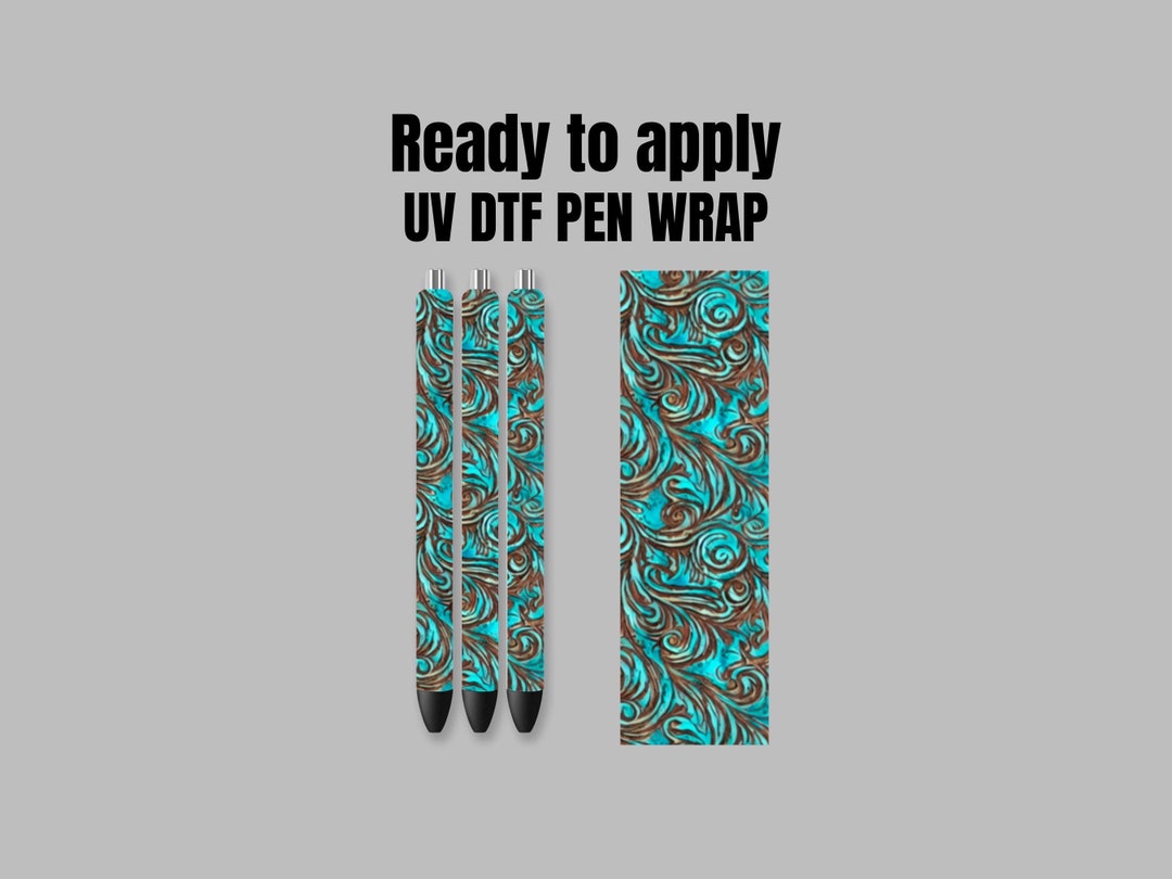 UV DTF Pen Wrap Ready to Apply Sticker Print. Full Color Tooled Leather ...