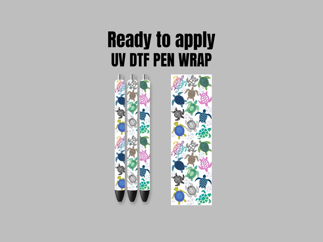 UV DTF Pen Wrap Ready to Apply Sticker Print. Sea Turtles With White ...