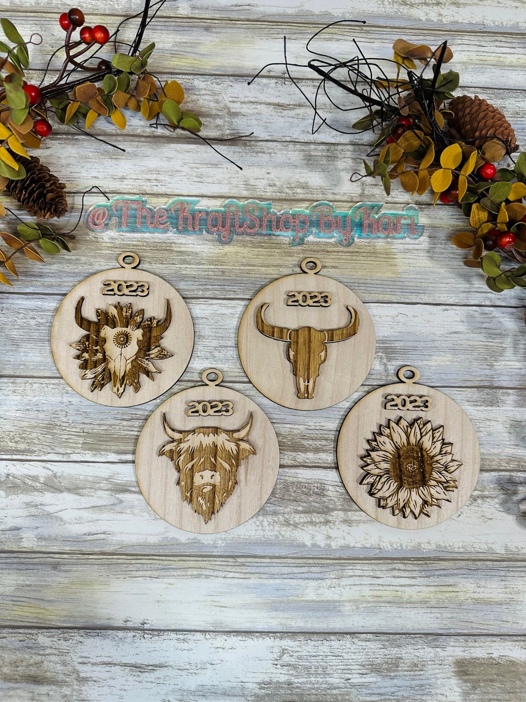 Christmas Wood Ornaments. Unfinished Craft Kit. Crafter Tool. Heifer ...
