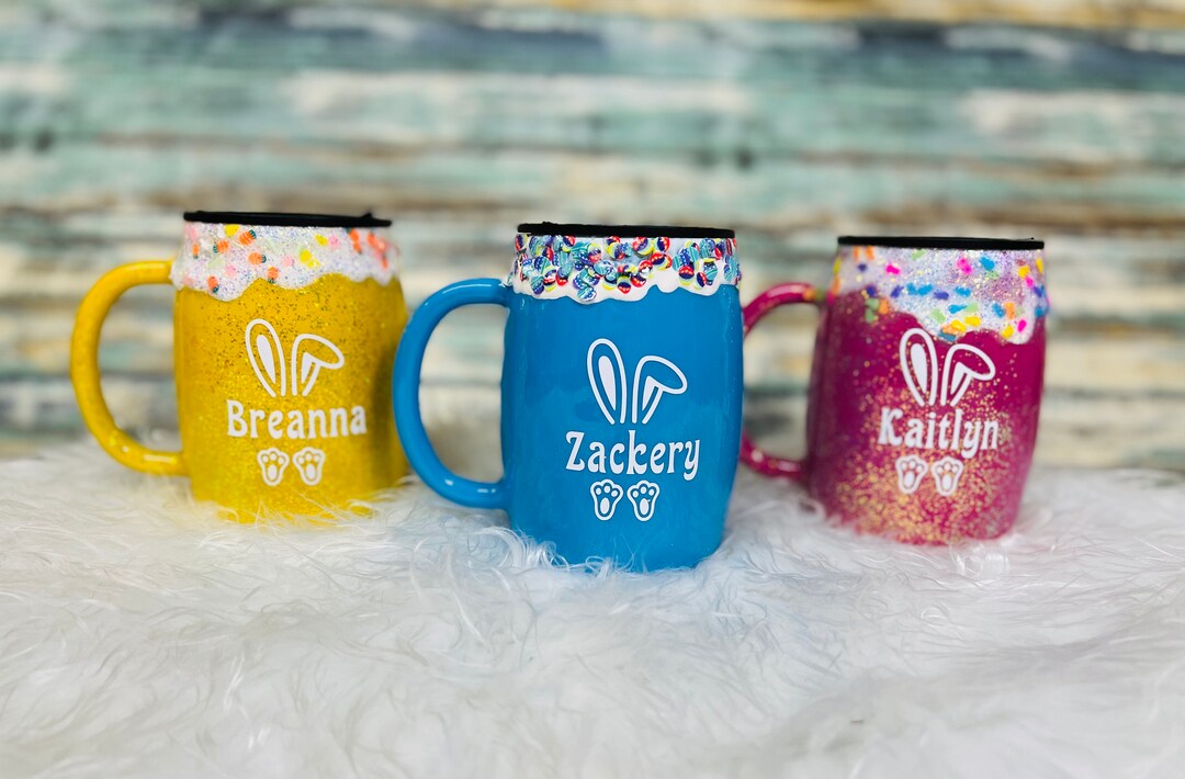 Easter Mug Drip Tumblers. Personalized Bunny Cups. Basket Stuffers. - Etsy