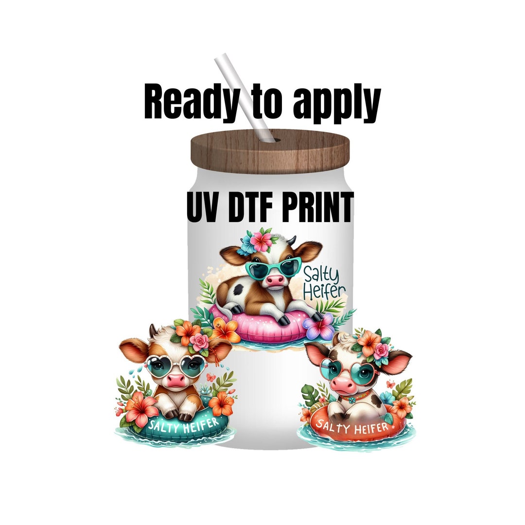 UV DTF Sticker Print. Floating Salty Baby Heifer Decal, Tumbler Decal ...