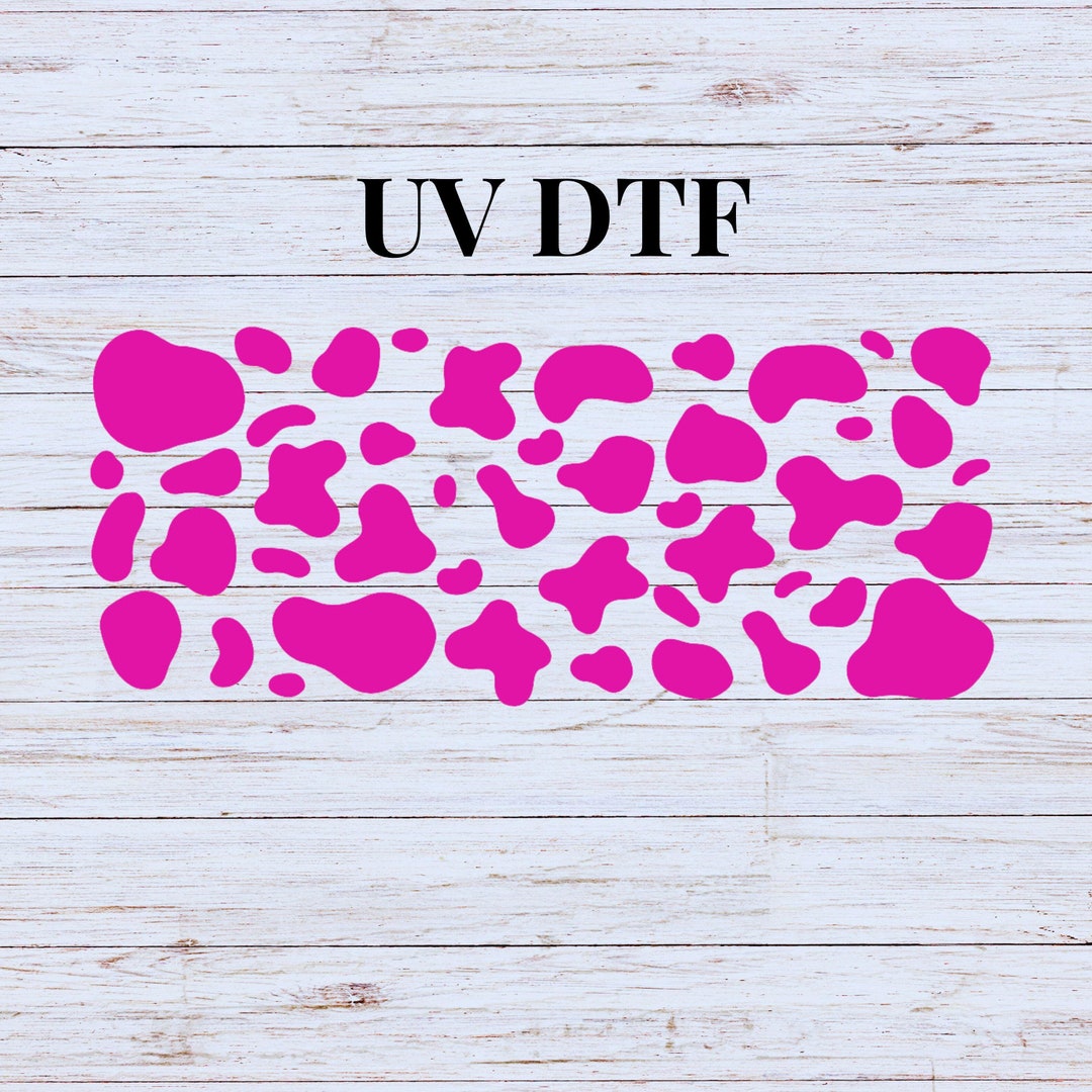 UV DTF Sticker Print. Hot Pink Cow Spots Wrap Decal, Tumbler Decal. UV ...