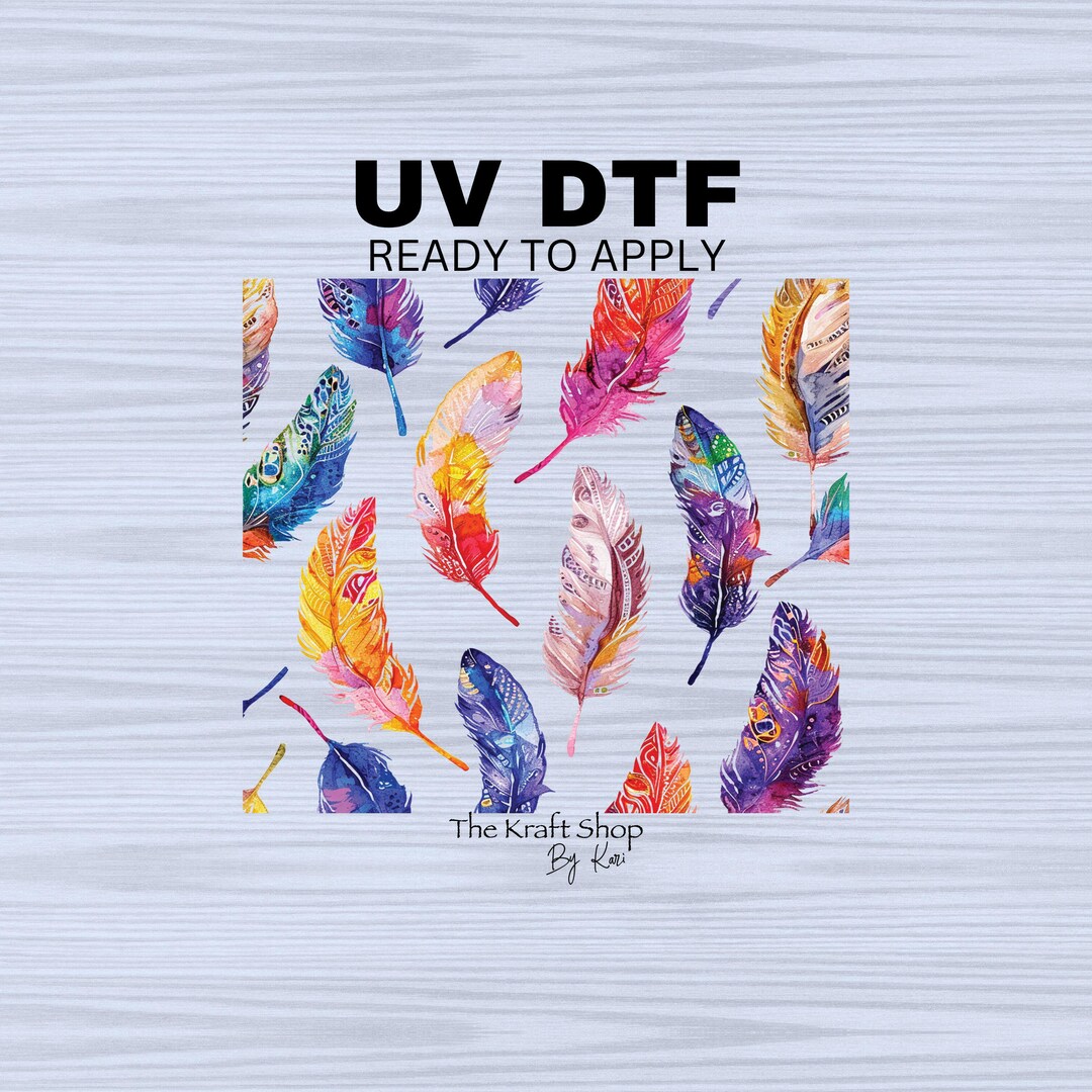 UV DTF Sticker Print. Feather Wrap Rainbow Colors Seamless Wrap Decals ...