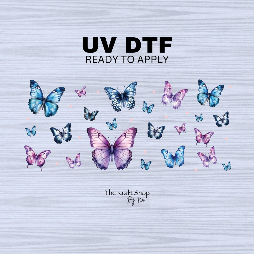 UV DTF Sticker Print. Butterflies Can Wrap Pink, Purple and Blue Colors ...