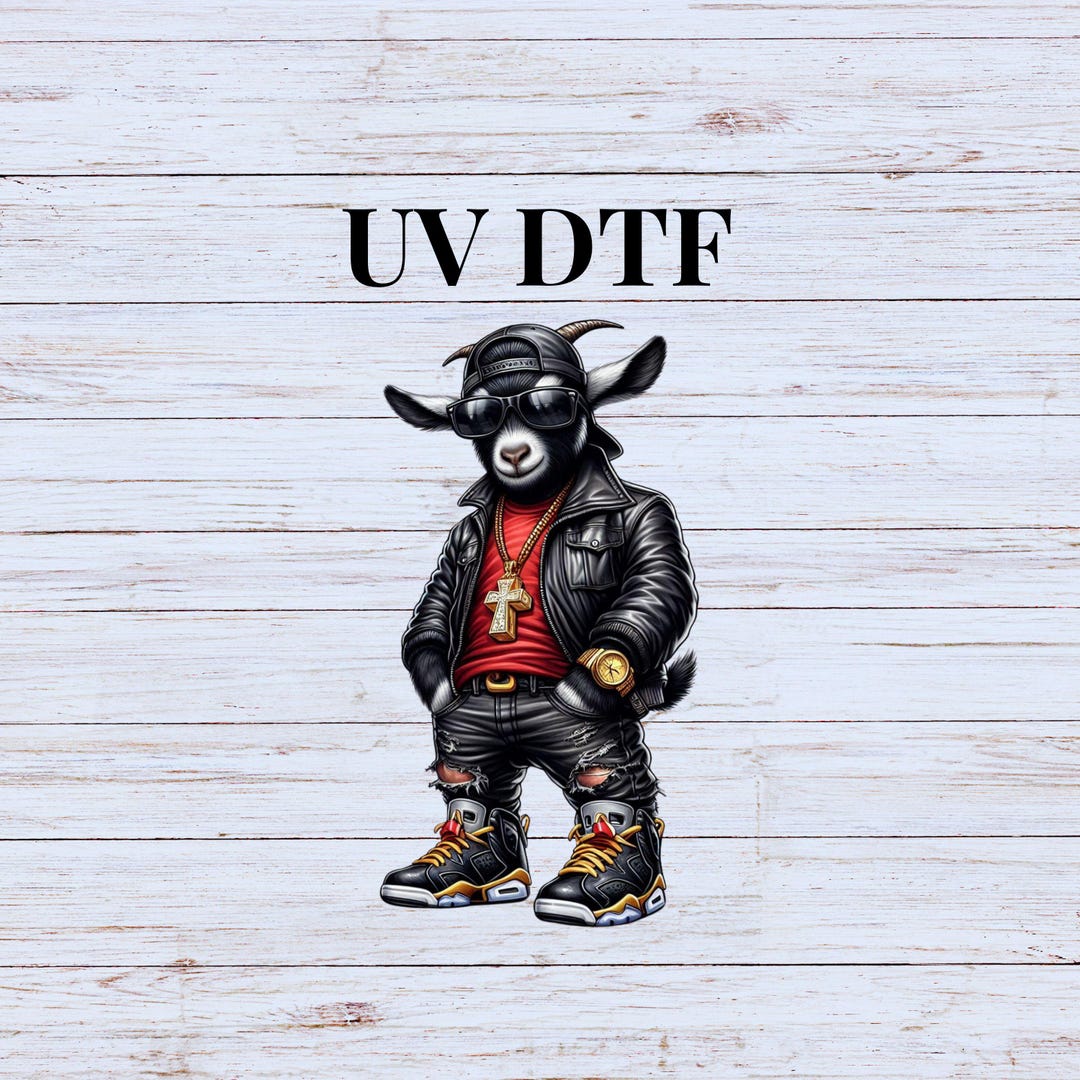 UV DTF Sticker Print. Gangster Goat With Chain Decal, Tumbler Decal ...