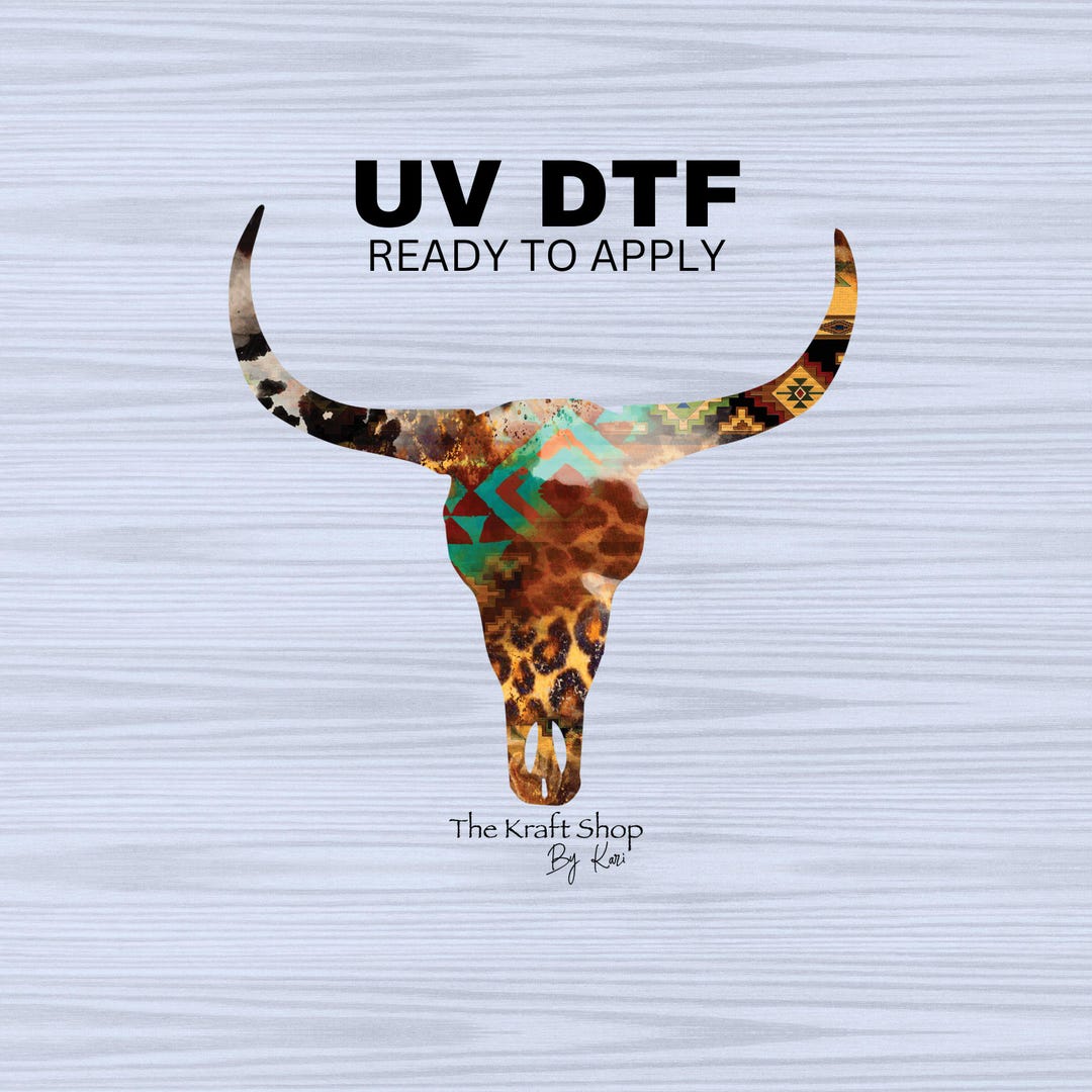 UV DTF Sticker Print. Western Aztek Pattern Skull Permanent Sticker ...