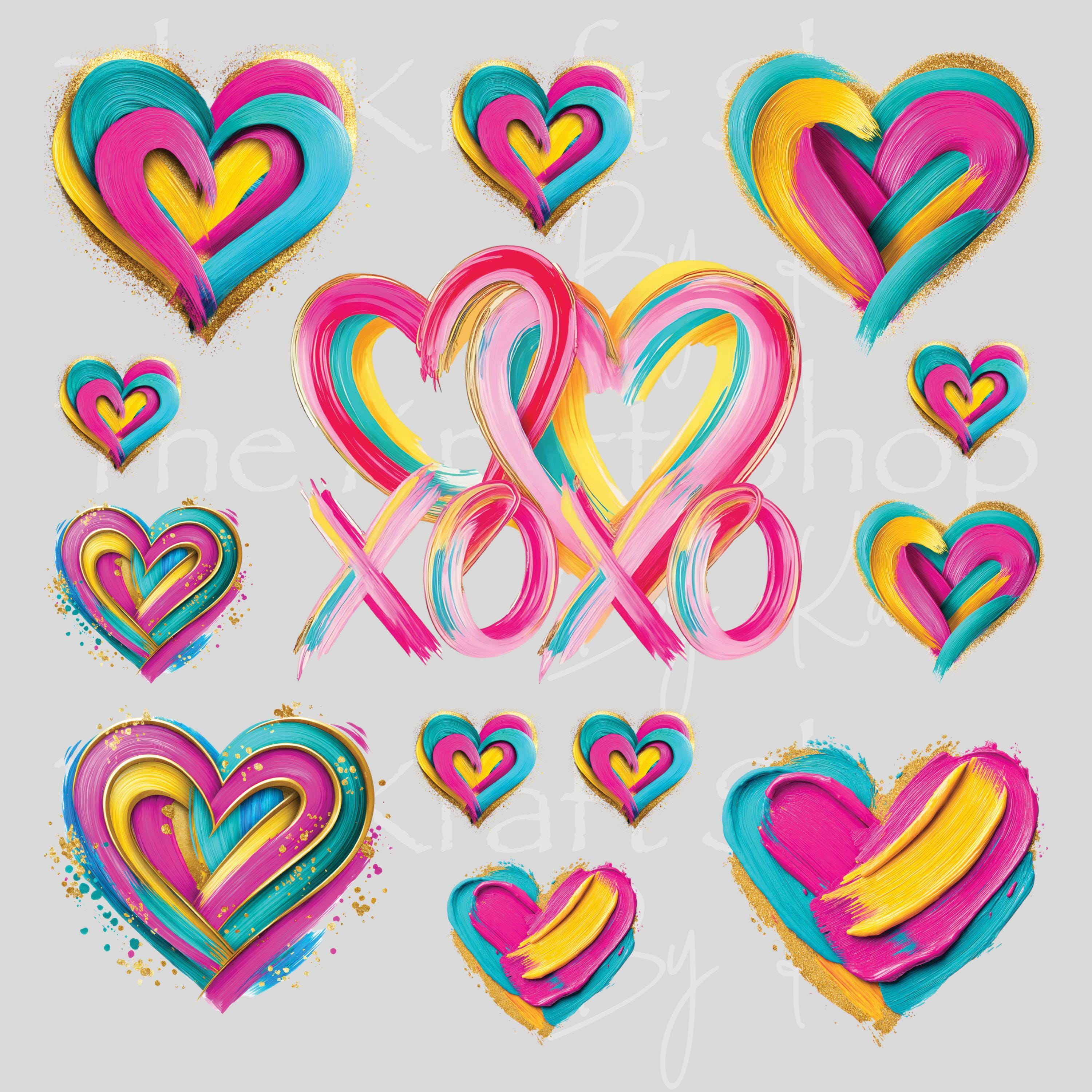 UV DTF Sticker Print Colorful OXOX and Hearts Valentine's Day Mixed ...