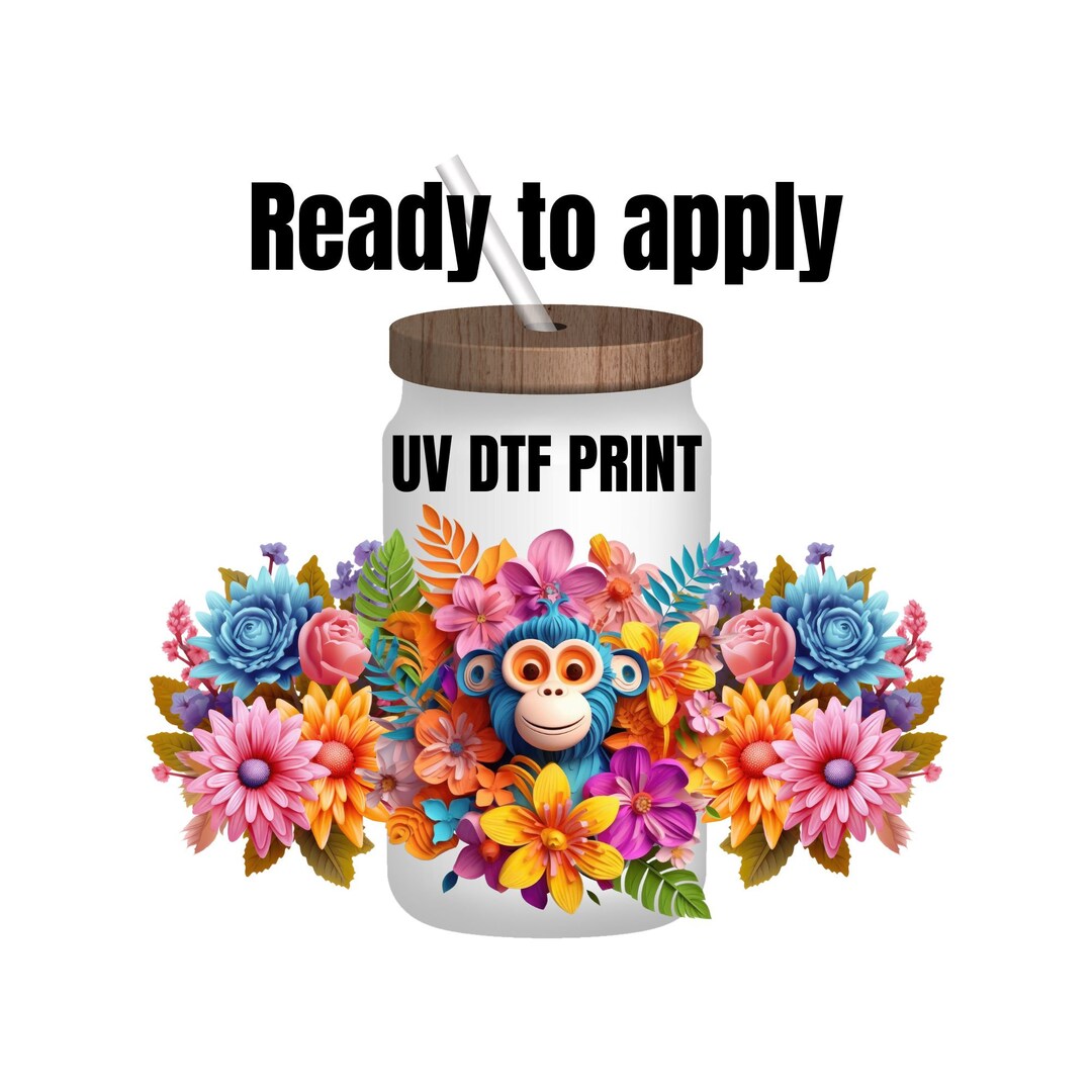 UV DTF Sticker Print. 3D Monkey Wrap Decal, Tumbler Decal, Permanent ...