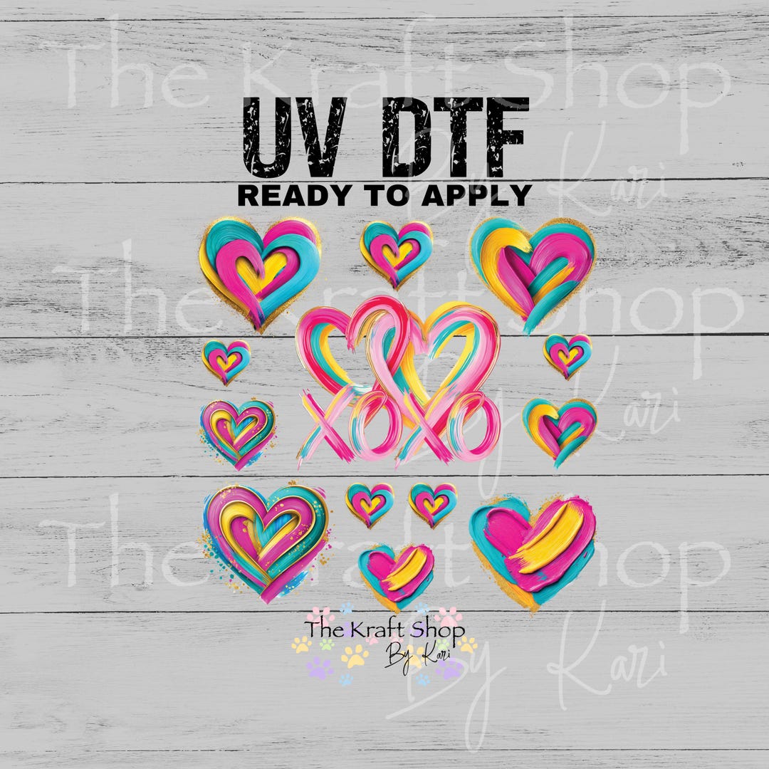 UV DTF Sticker Print Colorful OXOX and Hearts Valentine's Day Mixed ...