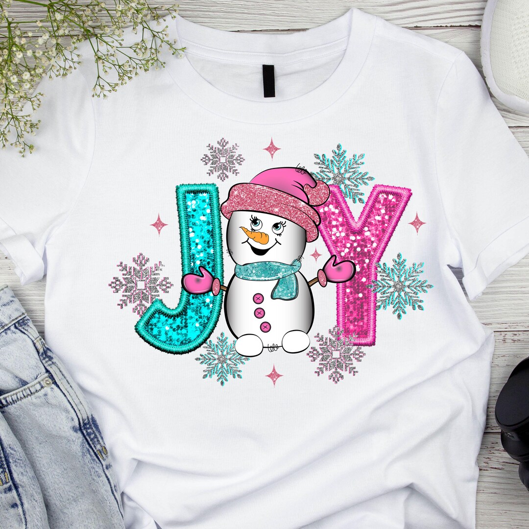 DTF Ready to Press Transfer. Joy Snowman With Snowflakes Christmas ...