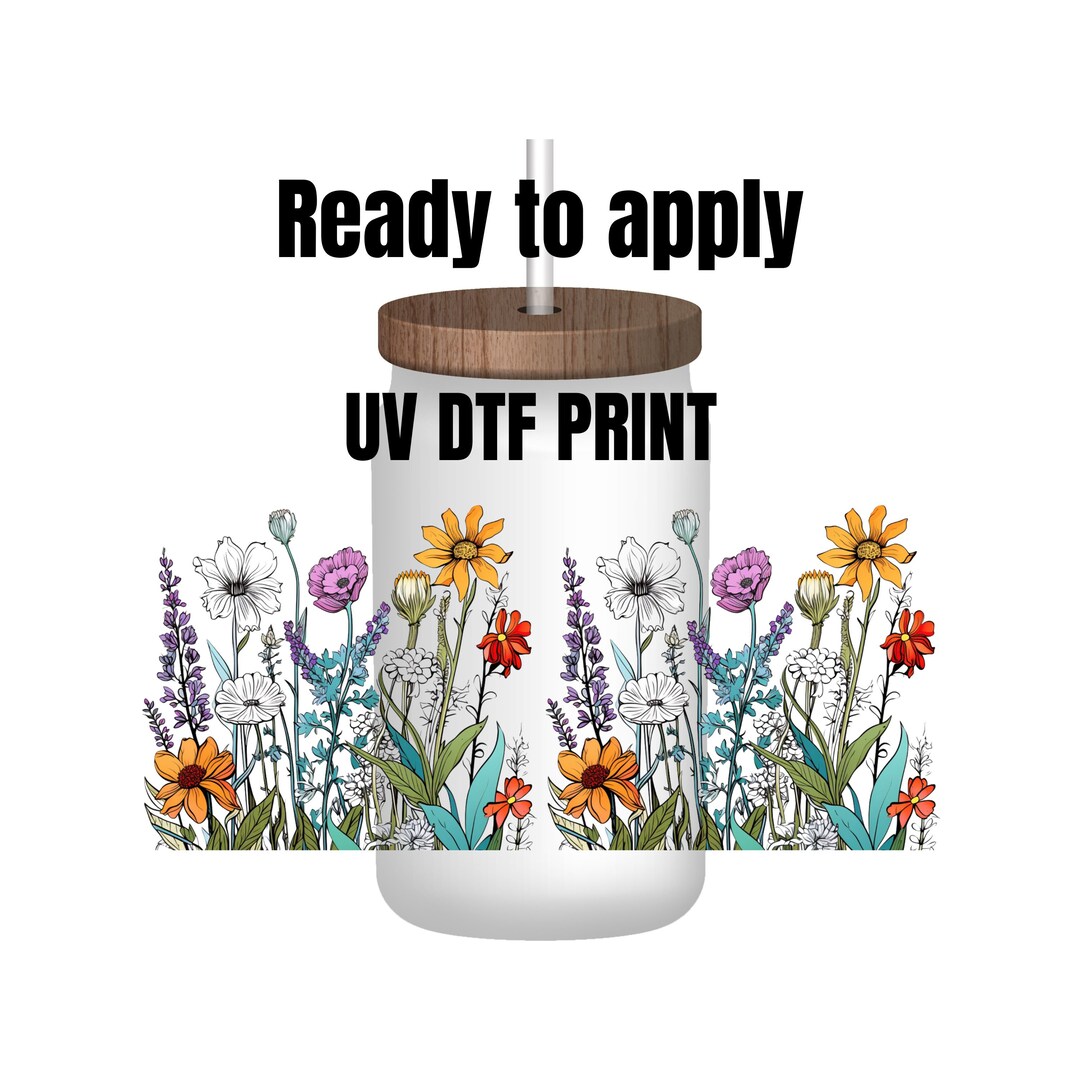 UV DTF Sticker Print. Wildflowers Summer Wrap Decal, Tumbler Decal. UV ...