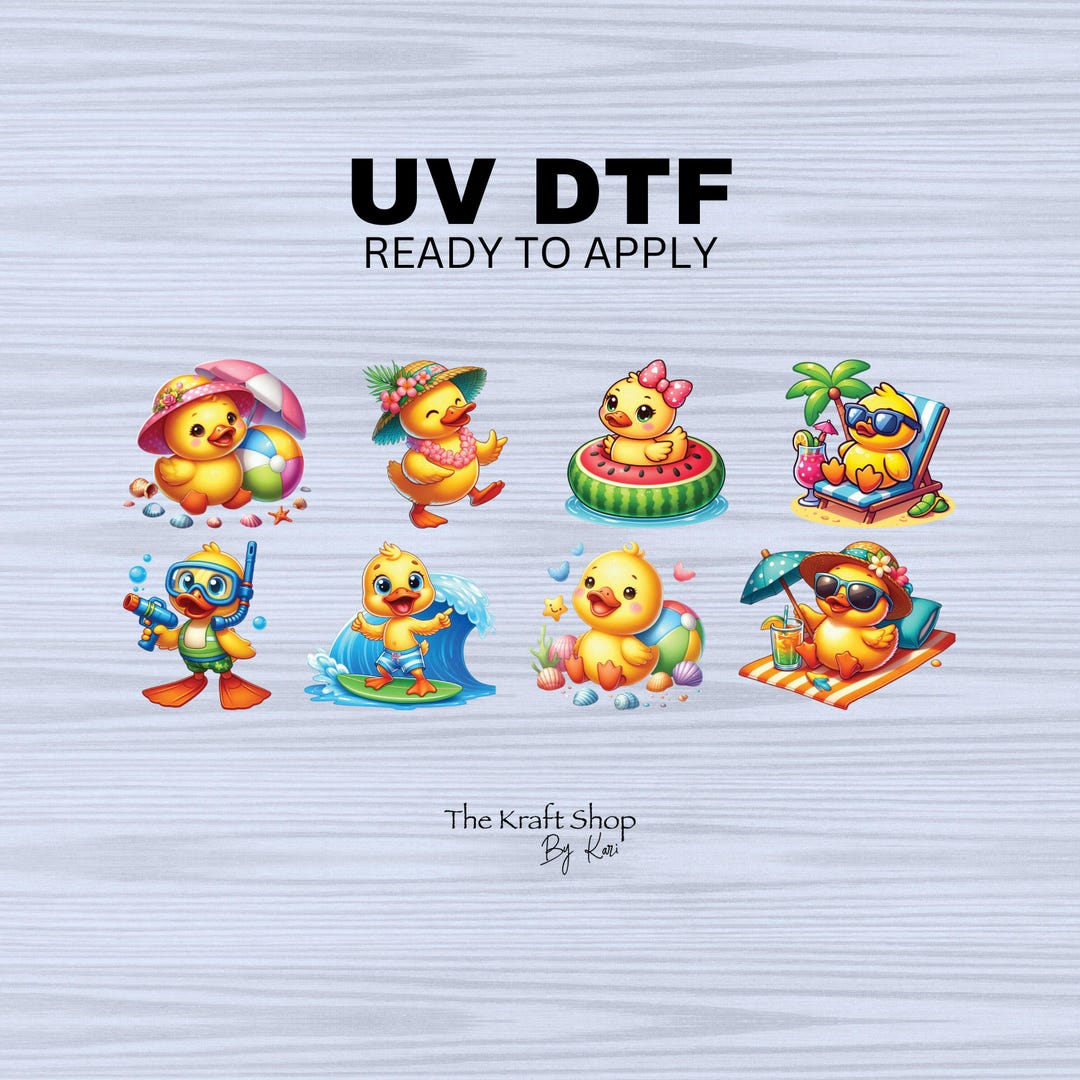 UV DTF Sticker Print. Rubber Duck Bundle of 8 Decal, Tumbler Decal ...