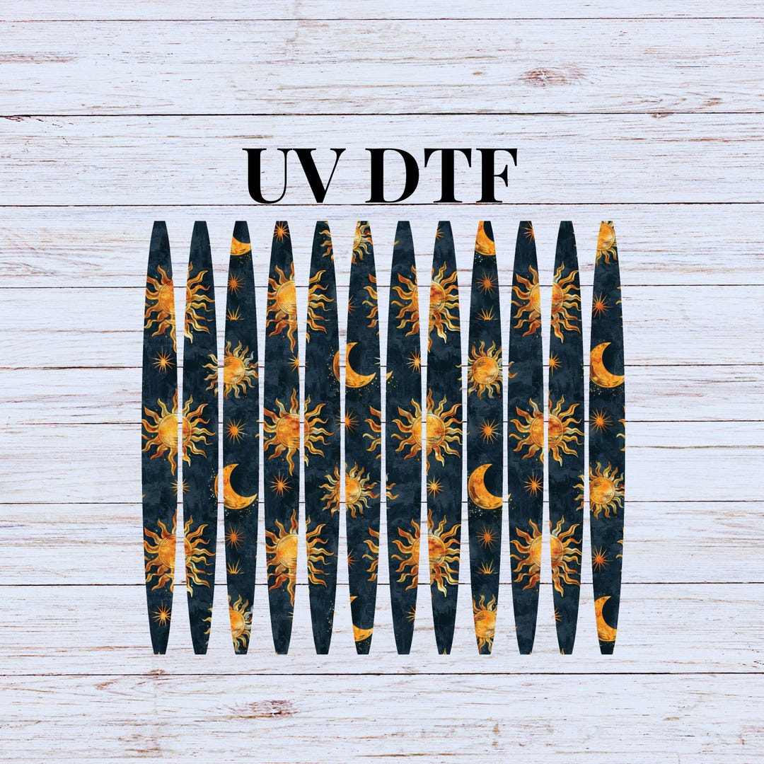 UV DTF Sticker Print. Stars and Moon Celestial Stripe Pattern Template Wrap for 20 Oz Tumblers ...