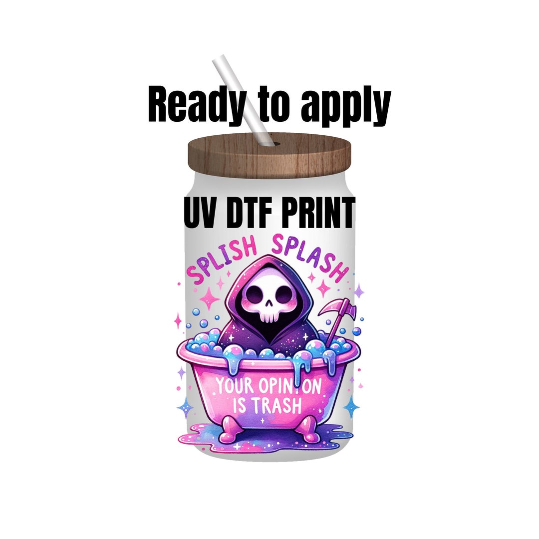 UV DTF Sticker Print. Splish Splash Grim Reaper Decal, Tumbler Decal ...