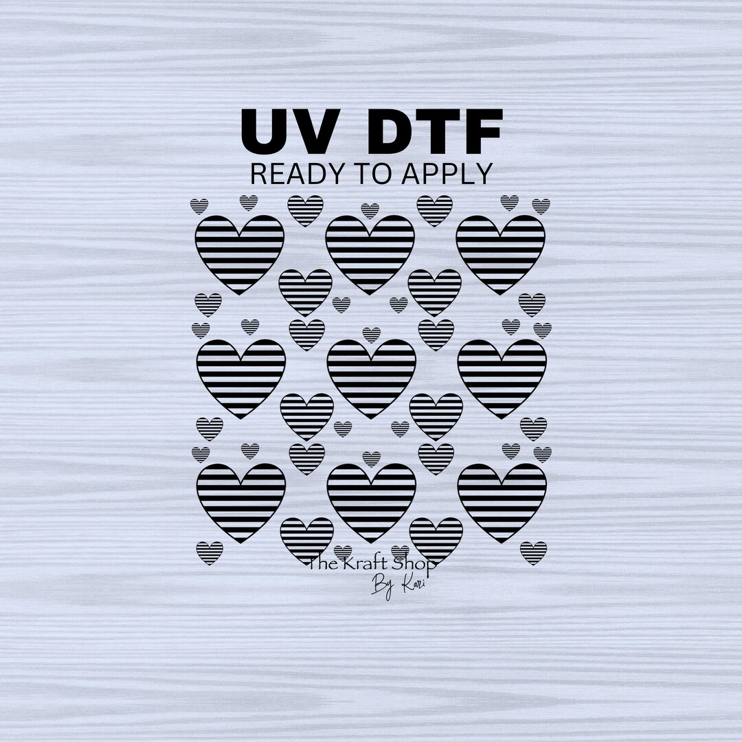 UV DTF Sticker Print. Heart Design Striped Element Bundle of Decals ...