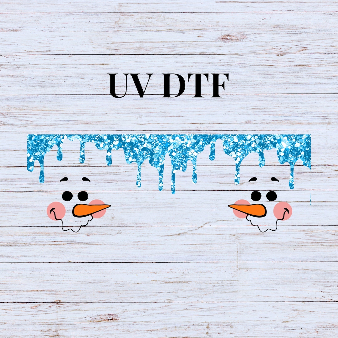 UV DTF Sticker Print Glitter Drip Snowman Cute Wrap Decal, Tumbler Wrap ...