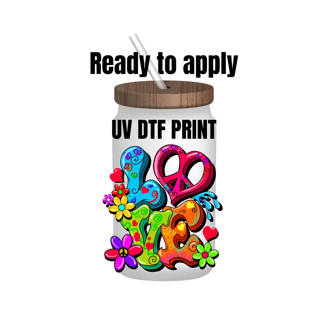 UV DTF Sticker Print. Retro Love Decal, Tumbler Decal, Permanent ...