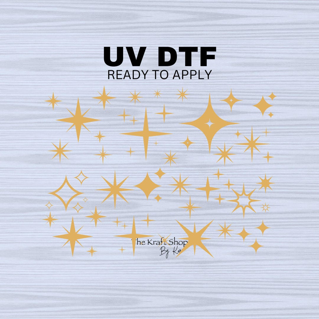 UV DTF Sticker Print Gold Sparkle Element Sheet 10x7.4 Decal, Tumbler ...