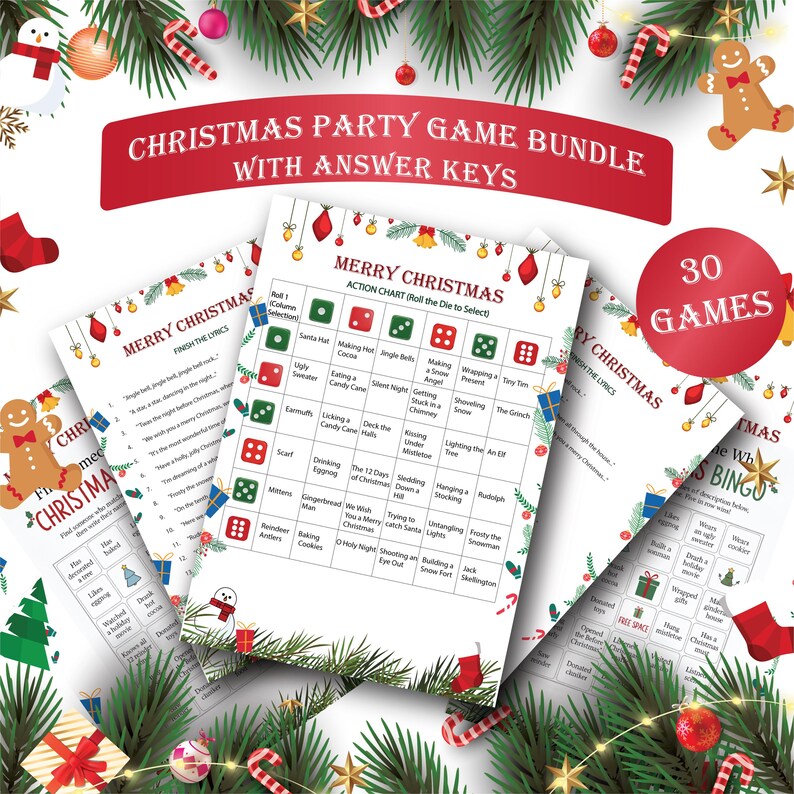 30 Christmas Game Bundle | Printable Holiday Party Games | Fun Family ...