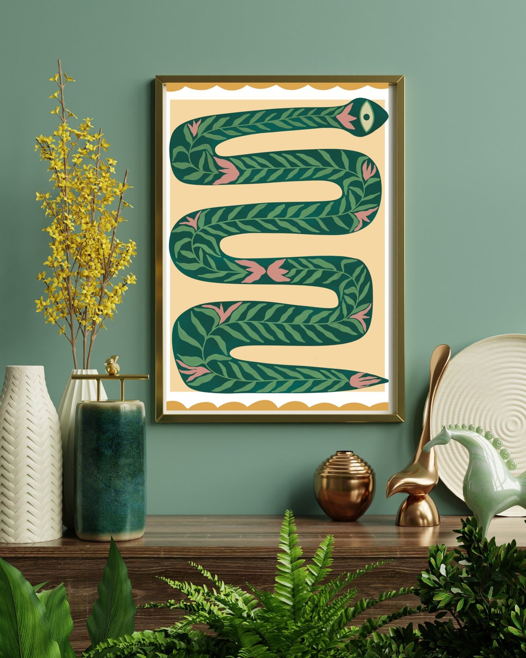 Abstract Floral Snake Art Print | Colorful Snake Art Print | Snake ...