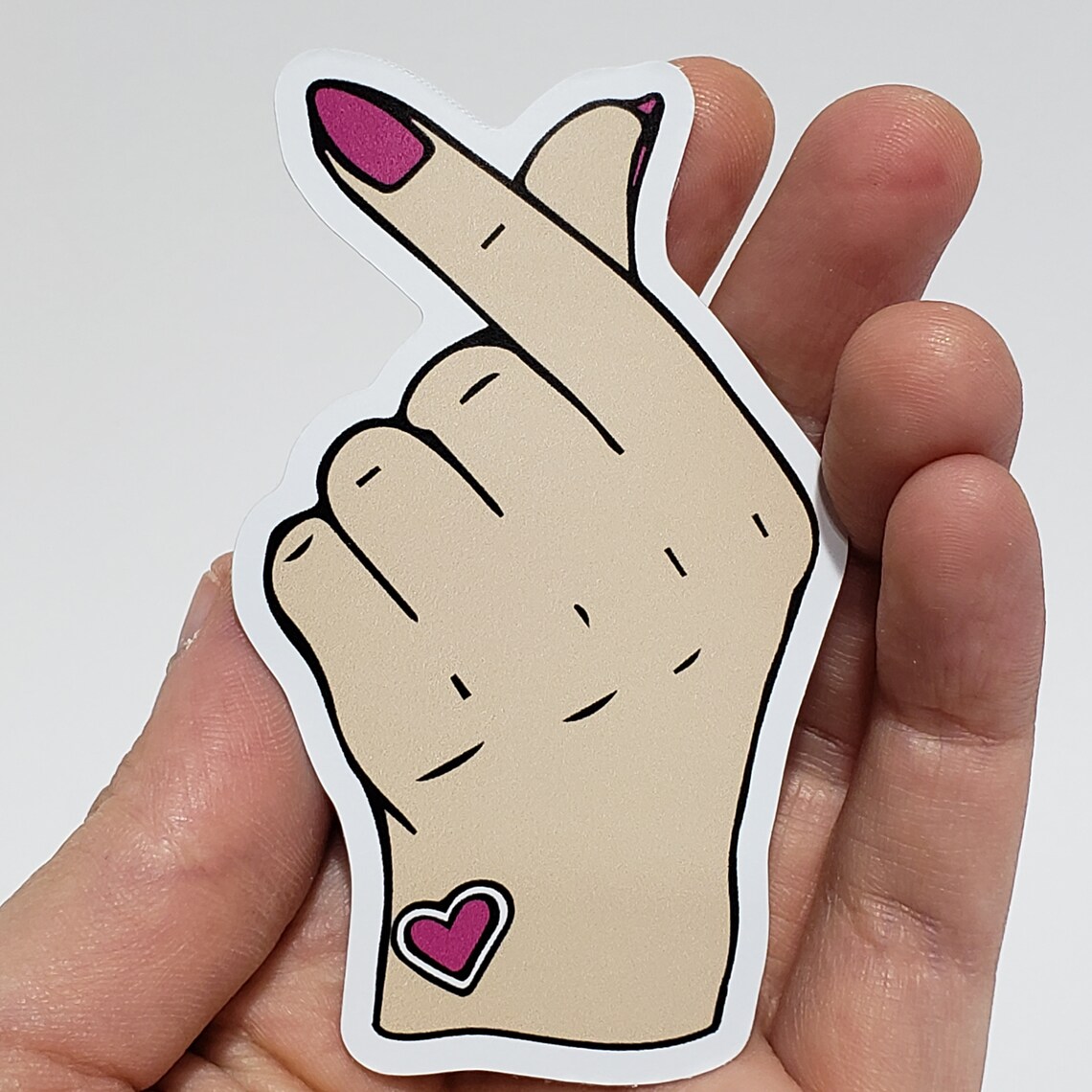 Finger Heart Sticker - Etsy