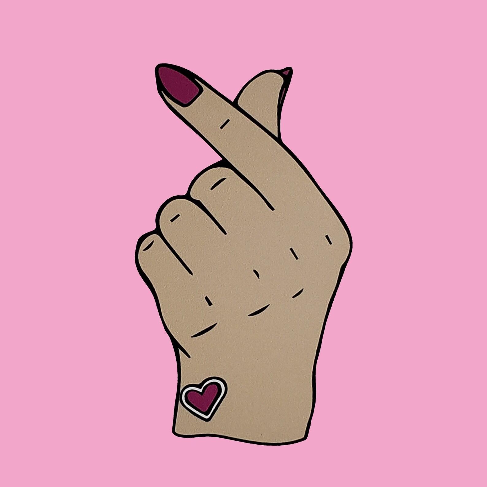 Finger Heart Sticker | Etsy