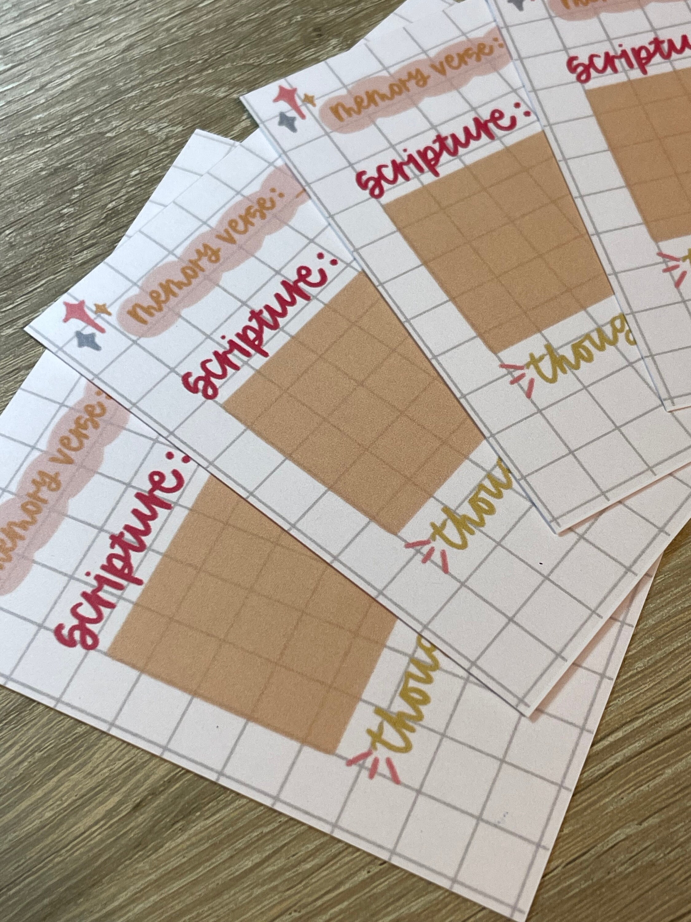 Retro Scripture Memory Cards: 4x4 Cardstock - Etsy