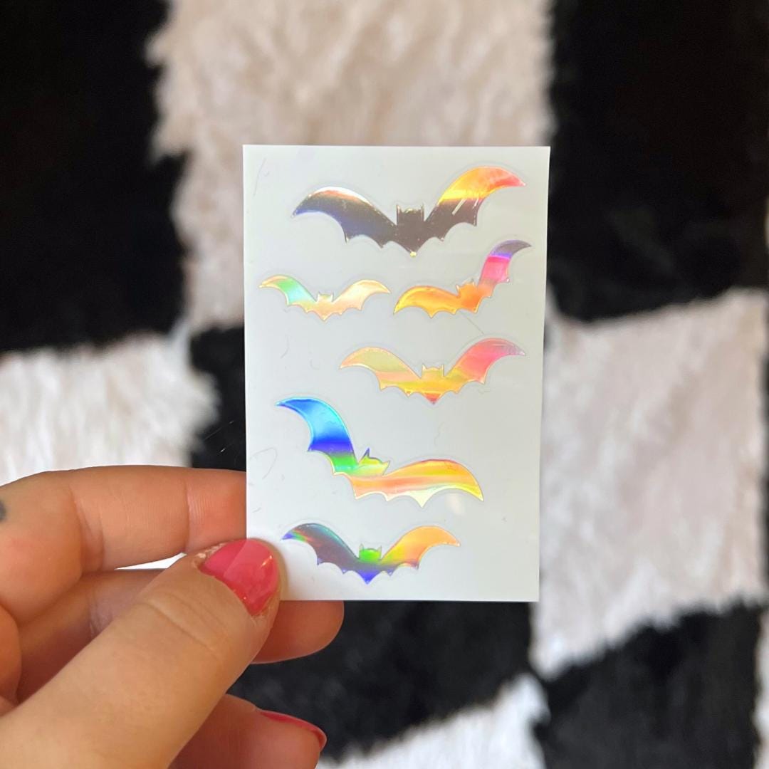 Holographic Bat Decal, Cute Spooky Stickers, Goth Car Decal, Halloween ...