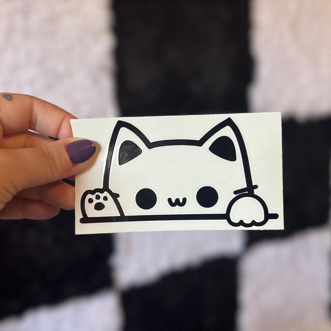 Cute Cat Peeker, Car Decal, Laptop Sticker, Cat Decal, Animal Lover ...