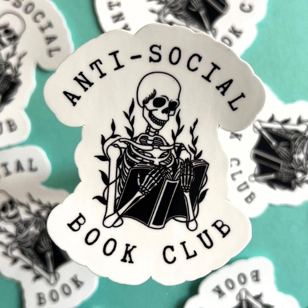 Anti Social Book Club Sticker, Book Sticker, Gift for Readers, Bookworm ...
